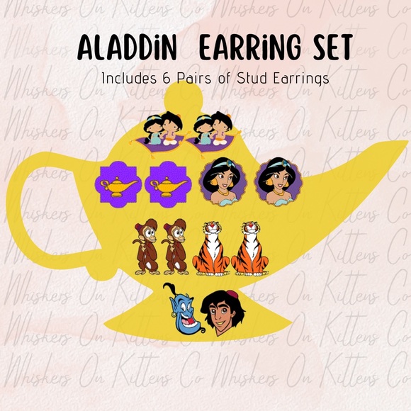 Jewelry | Set Of 6 Pairs Of Aladdin Themed Character Earrings | Poshmark